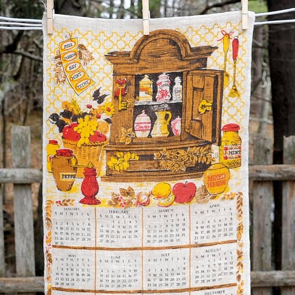 Vintage | Kitchen | Vtg 972 Colonial Spice Cupboard Calendar Towel ...